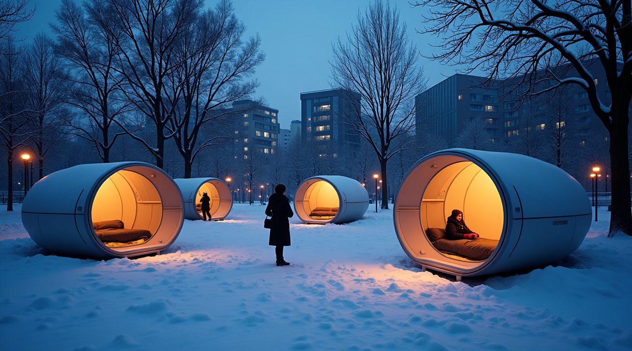 Ulmer Nest: Solar Pods Offer Winter Shelter For Homeless