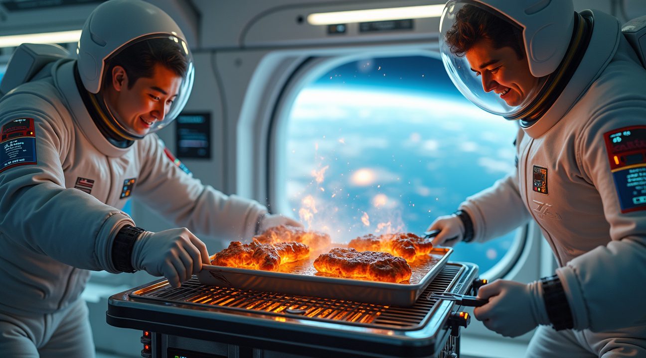 China’s First Space Bbq: Wings & Steak In Smokeless Zero-g Oven